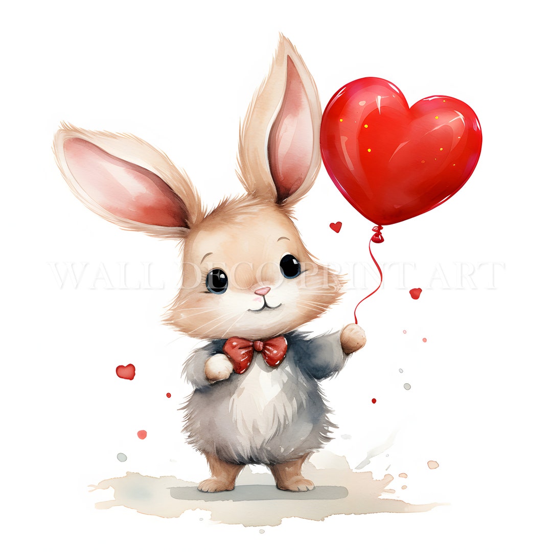 Cute Valentine Rabbit Clipart Bundle - 11 High Quality JPG - Digital ...