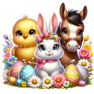 Cute Easter Animals Clipart Bundle - 8 High Quality JPG - Digital ...