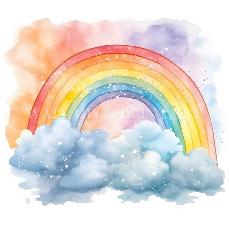 Colorful Rainbows Clipart - 1 PNG & 10 High Quality Jpgs - Digital ...