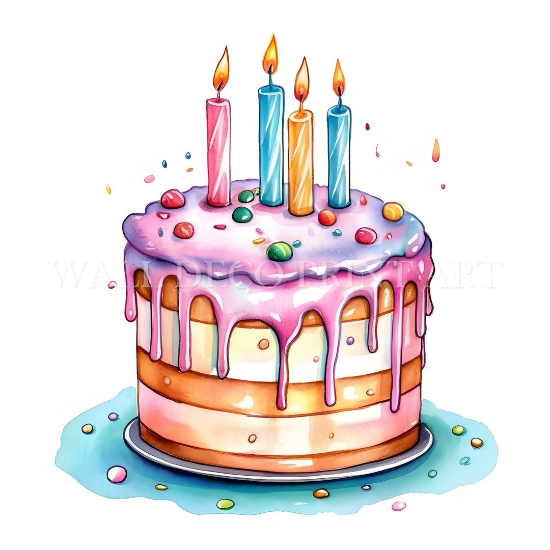 Pastel Birthday Cake Clipart Bundle - 10 High Quality JPG - Digital ...