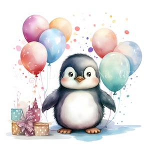 Birthday PENGUINS Clipart Bundle - 10 High Quality Jpgs - Digital ...