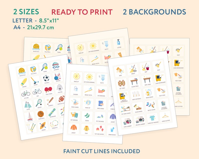 Weekly Chore Chart Printable 200 Routine Cards Kids Vertical - Etsy