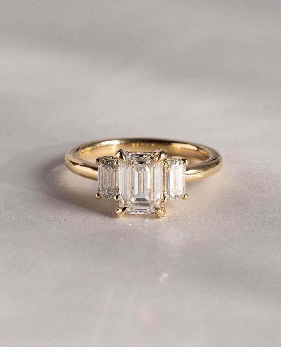 Anillo de compromiso Art Déco de plata de ley con tres piedras de ...