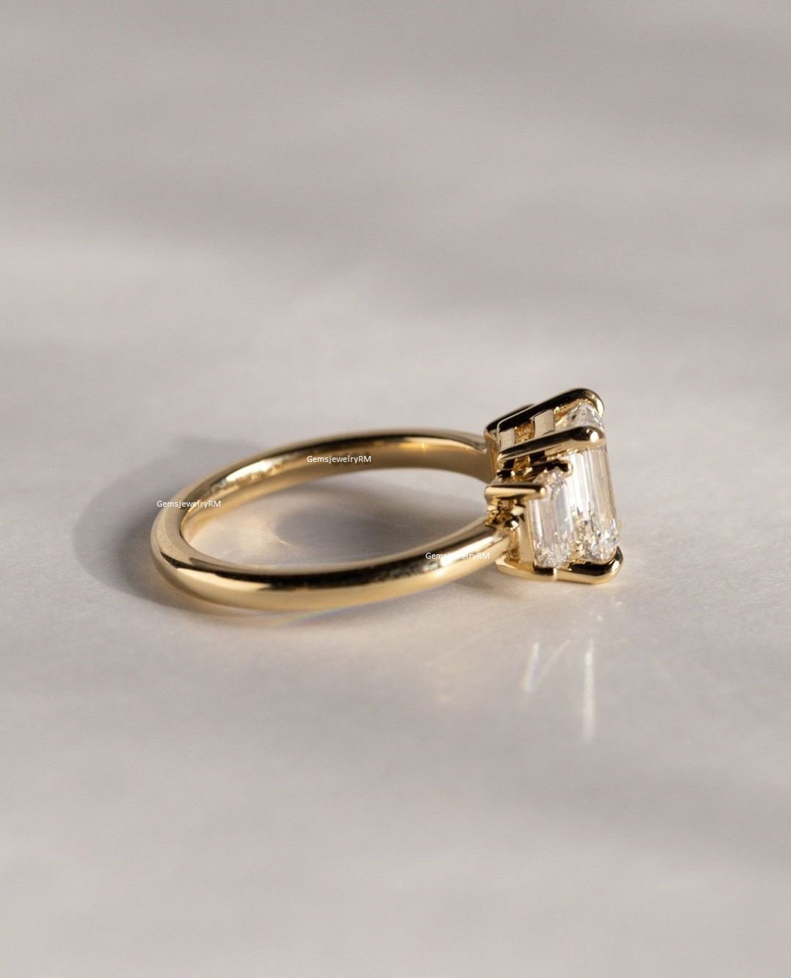 Anillo de compromiso Art Déco de plata de ley con tres piedras de ...