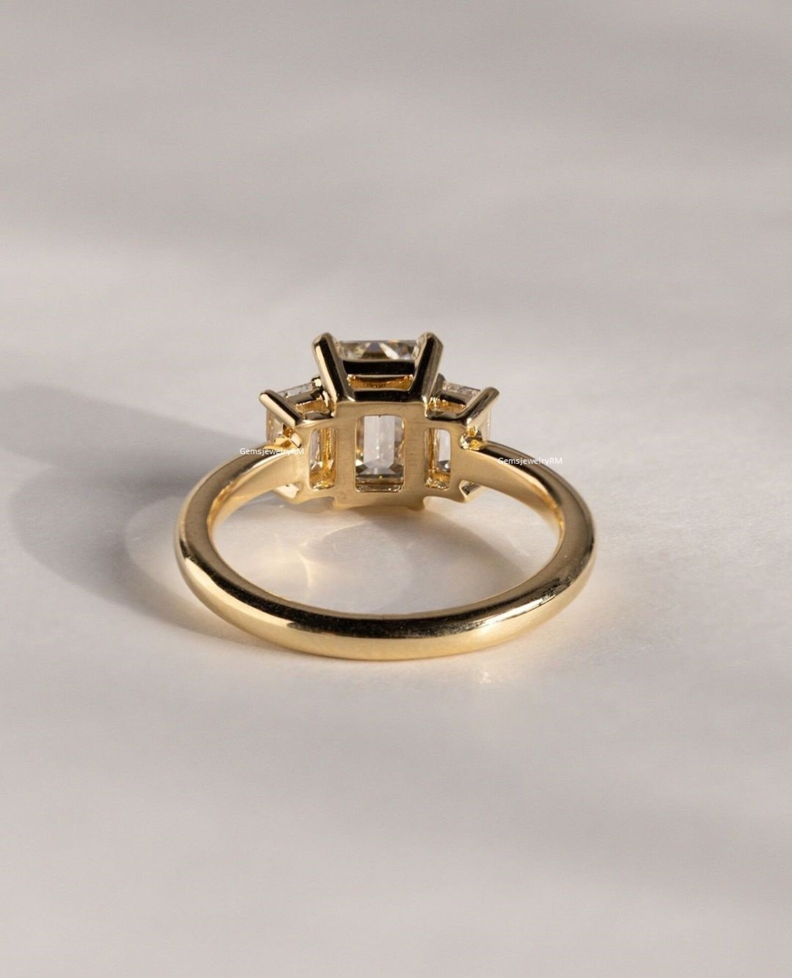 Anillo de compromiso Art Déco de plata de ley con tres piedras de ...