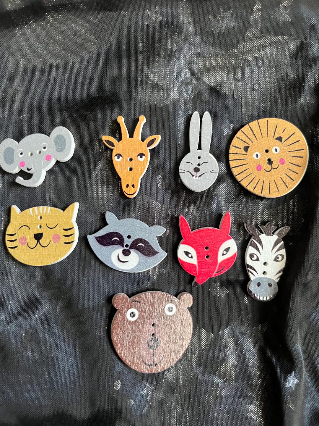 Zoo Animal Head Wooden Buttons for Knitting.crochet Arts and Crafts and ...