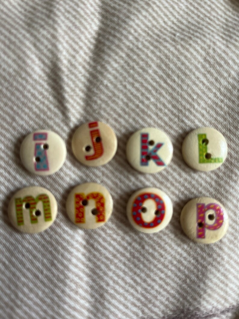 Alphabet Buttons 15mm Wood Effect Background - Etsy UK