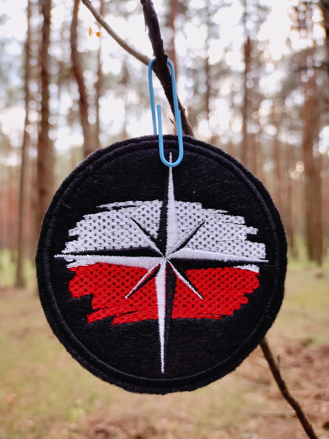 National Flag and a Compass Rose on Embroidered Patch Poland Scotland ...