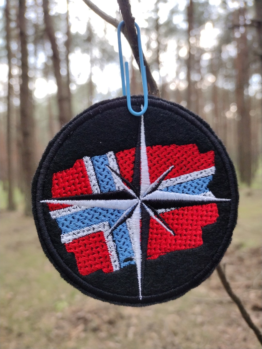 National Flag and a Compass Rose on Embroidered Patch Norway Travel ...