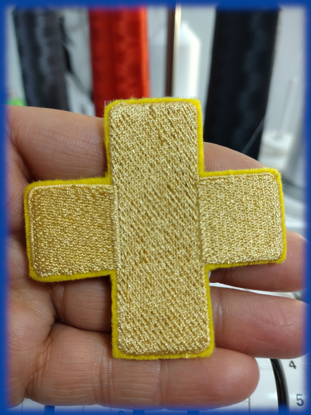 Double Plaster 61x61mm Iron/ Sew on Cross Full Embroidered Patch Nallas ...