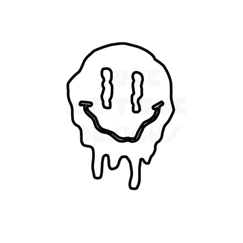 Dripping Smiley Face SVG, Outline, PNG Bundle, Cricut Ready - Etsy