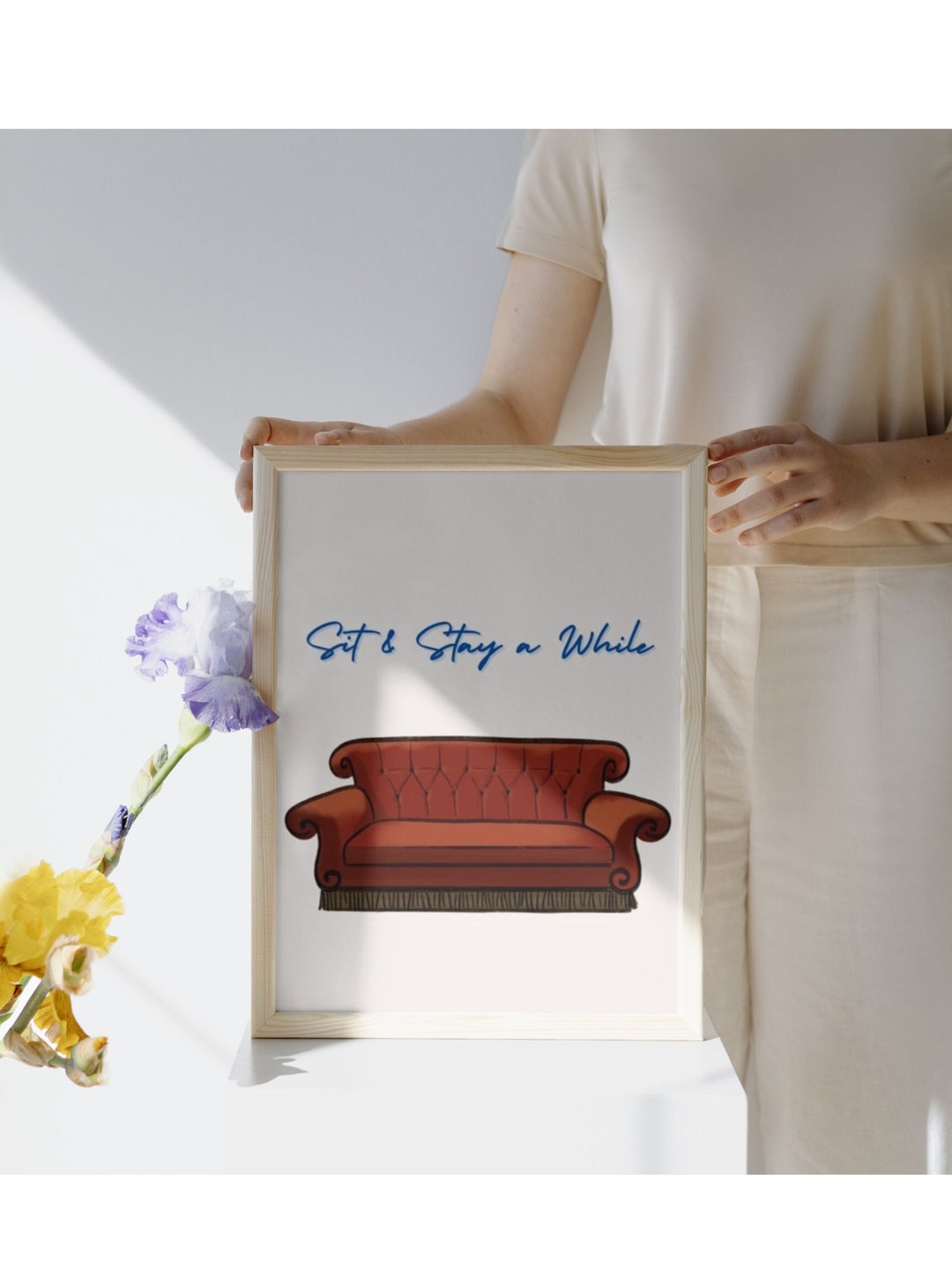 Sit & Stay a While Friends Poster Fall Aesthetic - Etsy