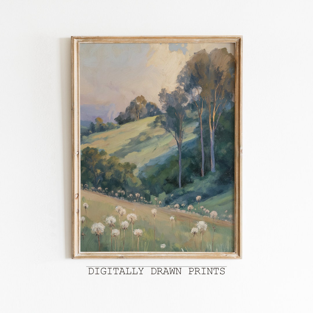 Printable Spring Landscape Art, Vintage Oil Painting, Early Spring ...