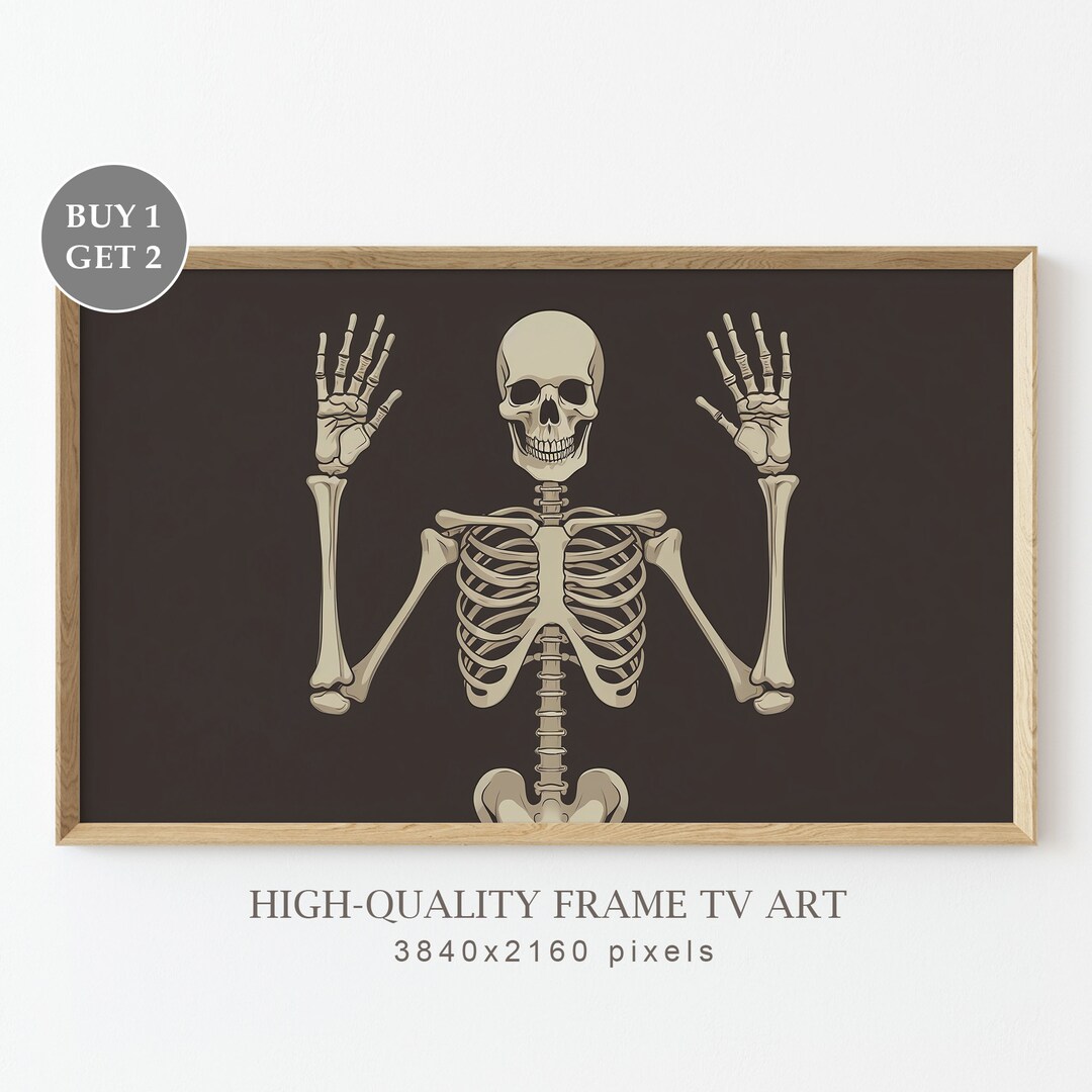 Skeleton TV Art, Halloween Frame TV Art, Halloween Decor, Spooky Season ...