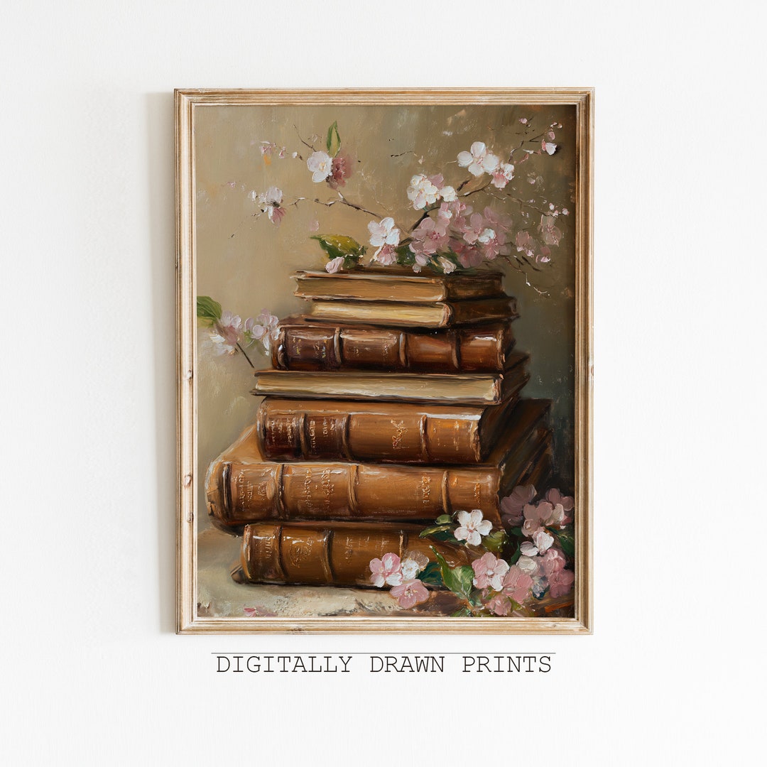 Vintage Spring Printable Oil Painting, Moody Still Life Print, Light ...