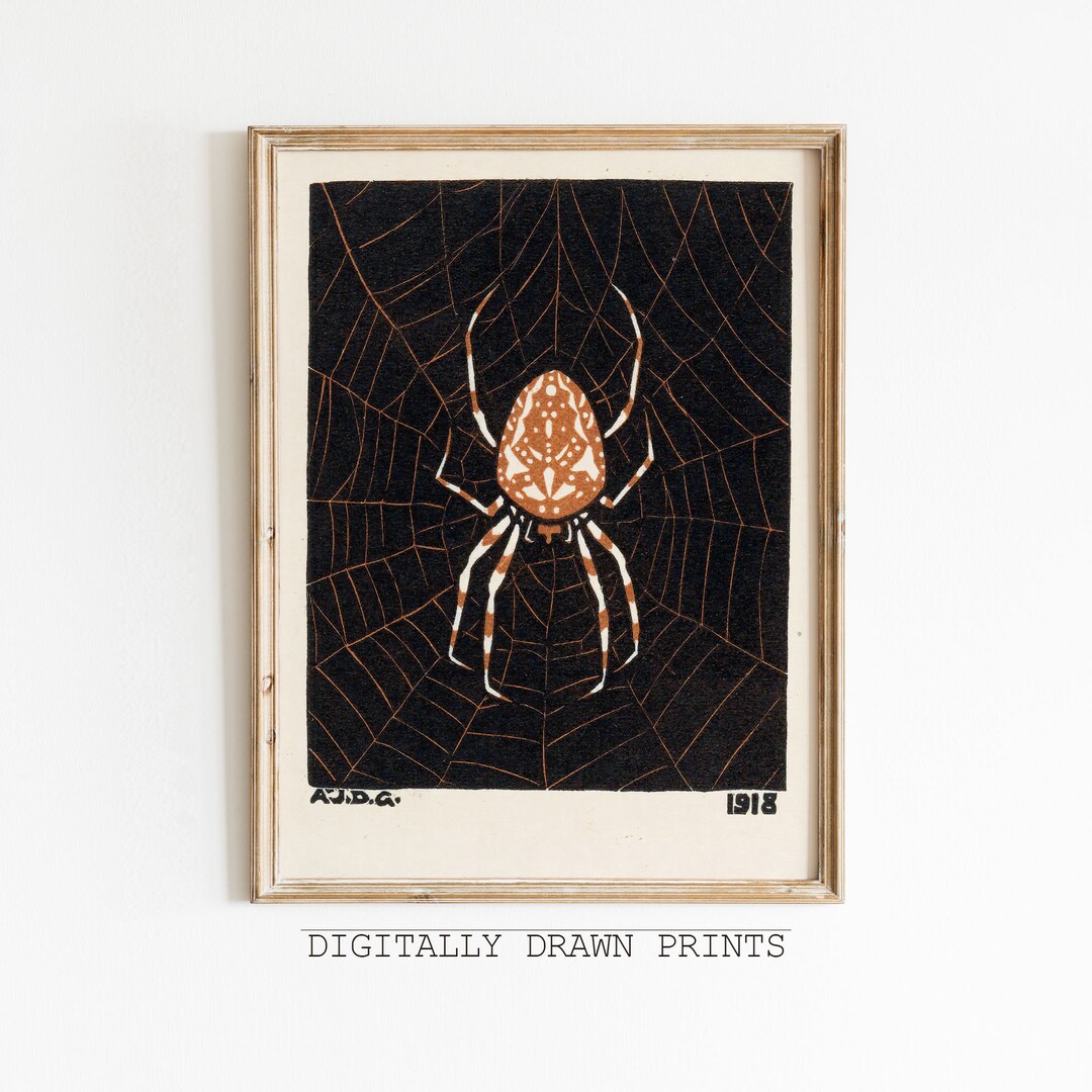 Halloween Printable Wall Art, Spooky Spider Print, Dark Academia ...