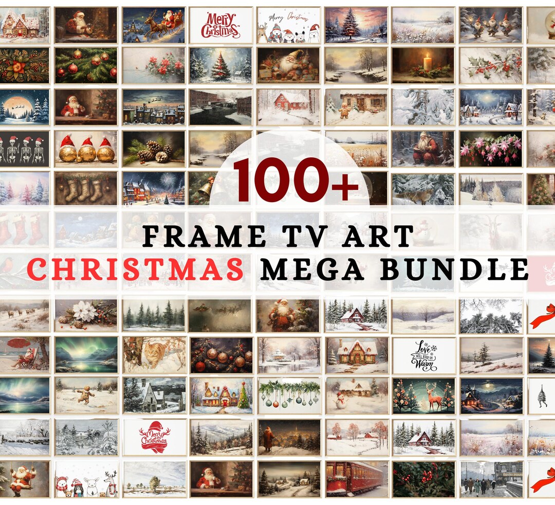 100+ Christmas & Winter Frame TV Art MEGA Bundle, Rustic and Vintage ...