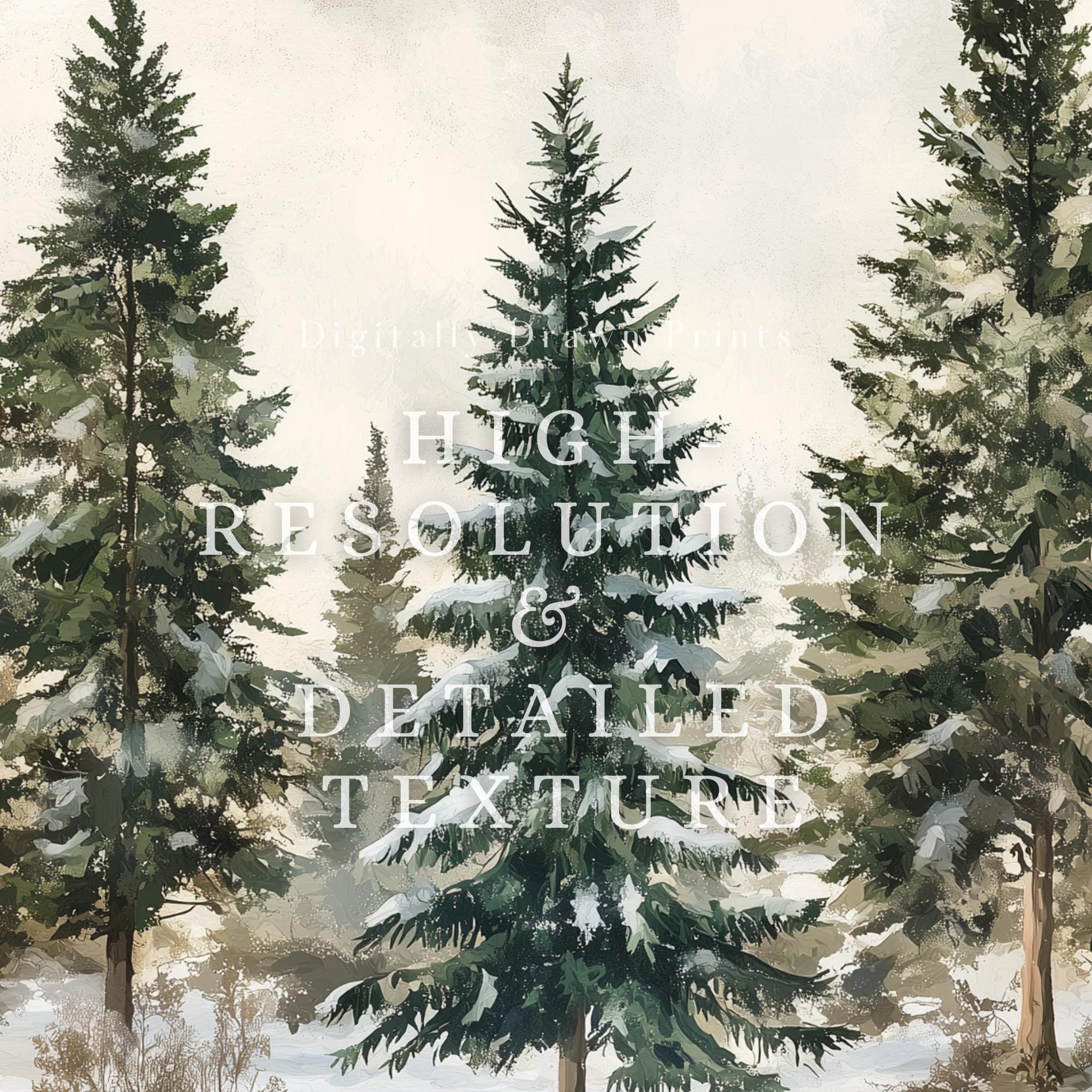 Winter Christmas Trees Landscape Print, Christmas Printable Wall Art ...