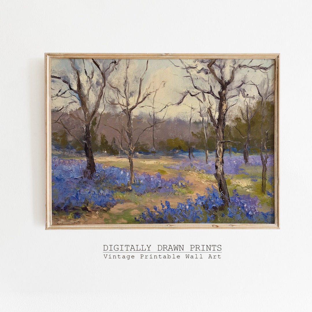 Printable Nature Farmhouse Painting, Early Spring Landscape Art, Spring ...