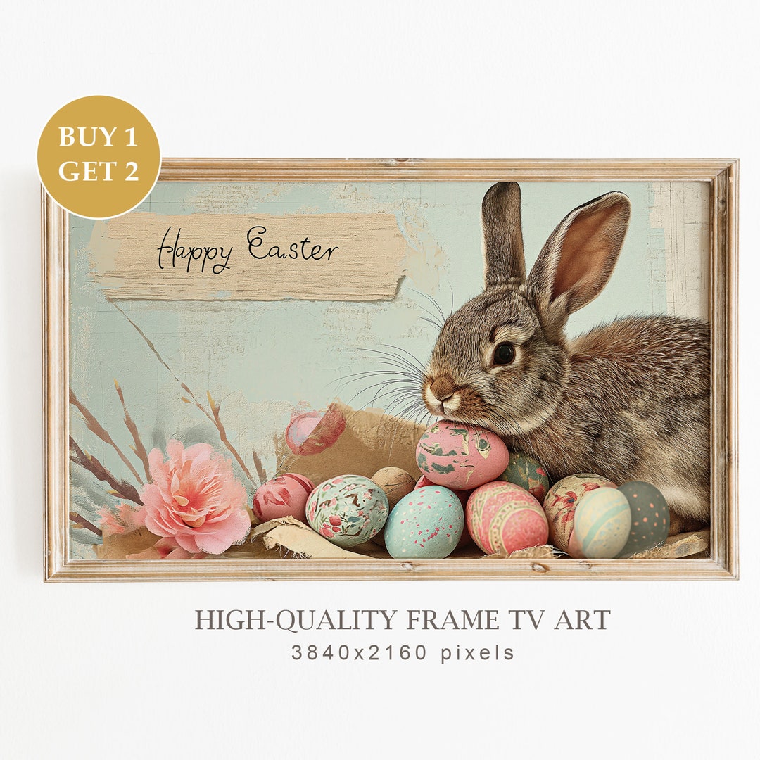 Easter Samsung Frame TV Art, Easter Bunny and Eggs Oil Painting ...