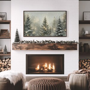 Winter Forest Frame TV Art, Snowy Evergreen Landscape Digital Download ...