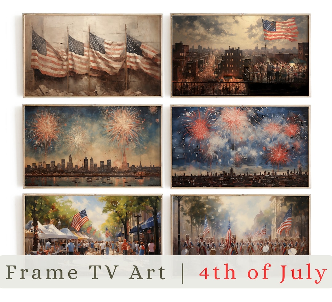 Vintage 4th of July Art Frame TV Art BUNDLE | Set of 6 Neutral ...