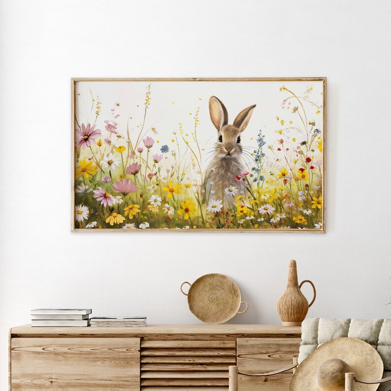 Cute Easter Bunny Samsung Frame TV Art, Spring Bunny Rabbit TV Art ...