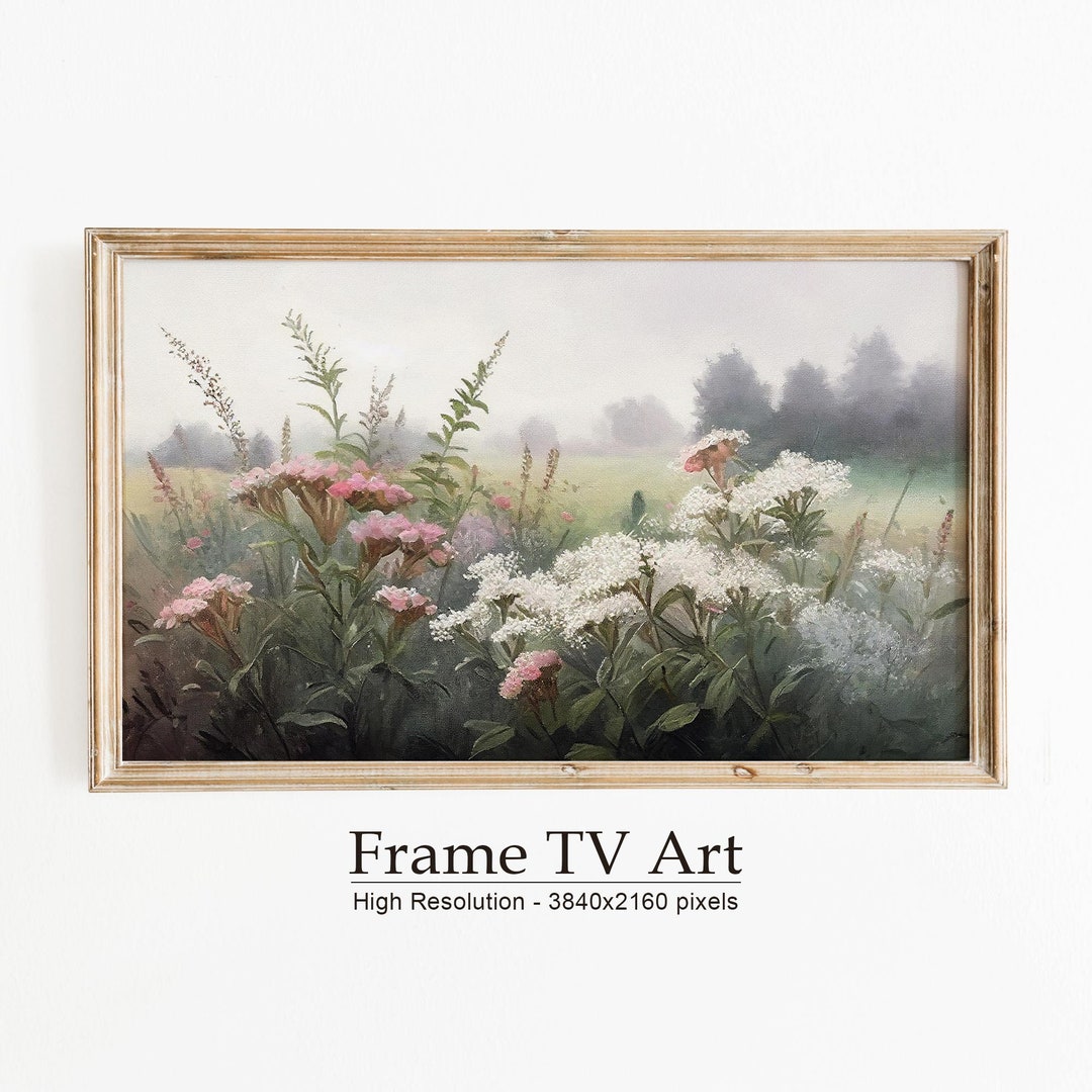 Samsung Frame TV Art Spring, Pink Wildflower Field, Flower Meadow ...