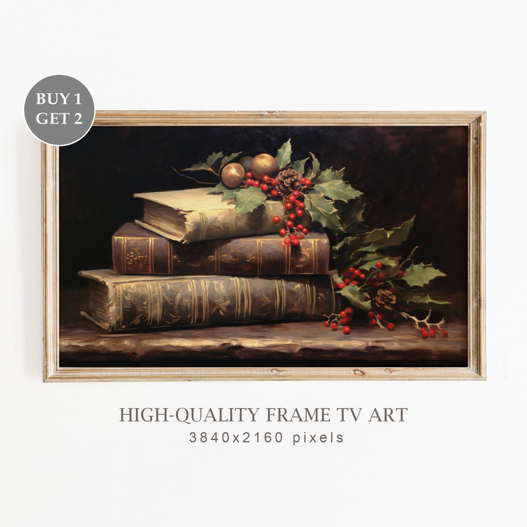 Rustic Christmas Samsung Frame TV Art, Christmas Still Life Oil ...