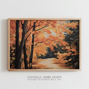 Vintage Autumn Forest Printable Wall Art, Fall Landscape Print, Autumn ...
