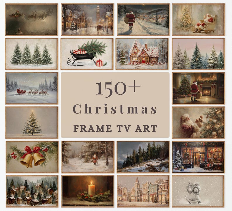 150+ Vintage Christmas Frame TV Mega Bundle, Winter Frame TV Art Set ...