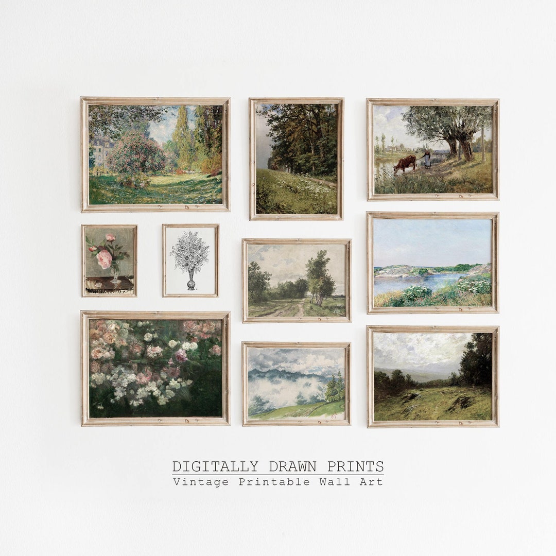 Vintage Gallery Wall Art Set of 10 Prints | Vintage Oil Paintings ...