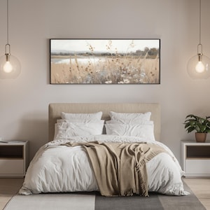 Long Landscape Painting, Wildflower Field Print, Vintage Panoramic ...