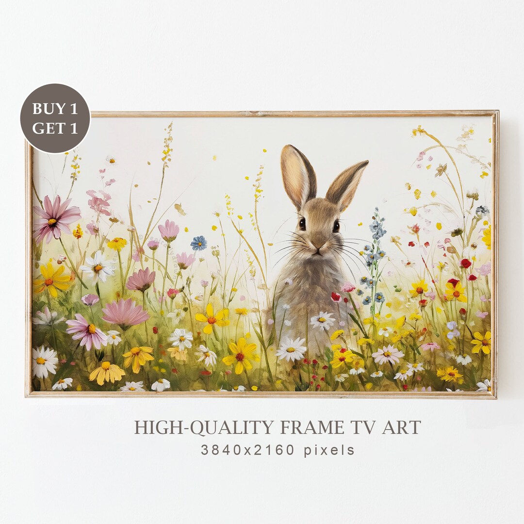 Cute Easter Bunny Samsung Frame TV Art, Spring Bunny Rabbit TV Art ...