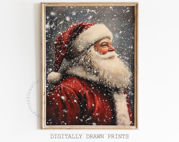 Santa Wall Art Christmas Wall Art Vintage Style Christmas Decor Rustic ...
