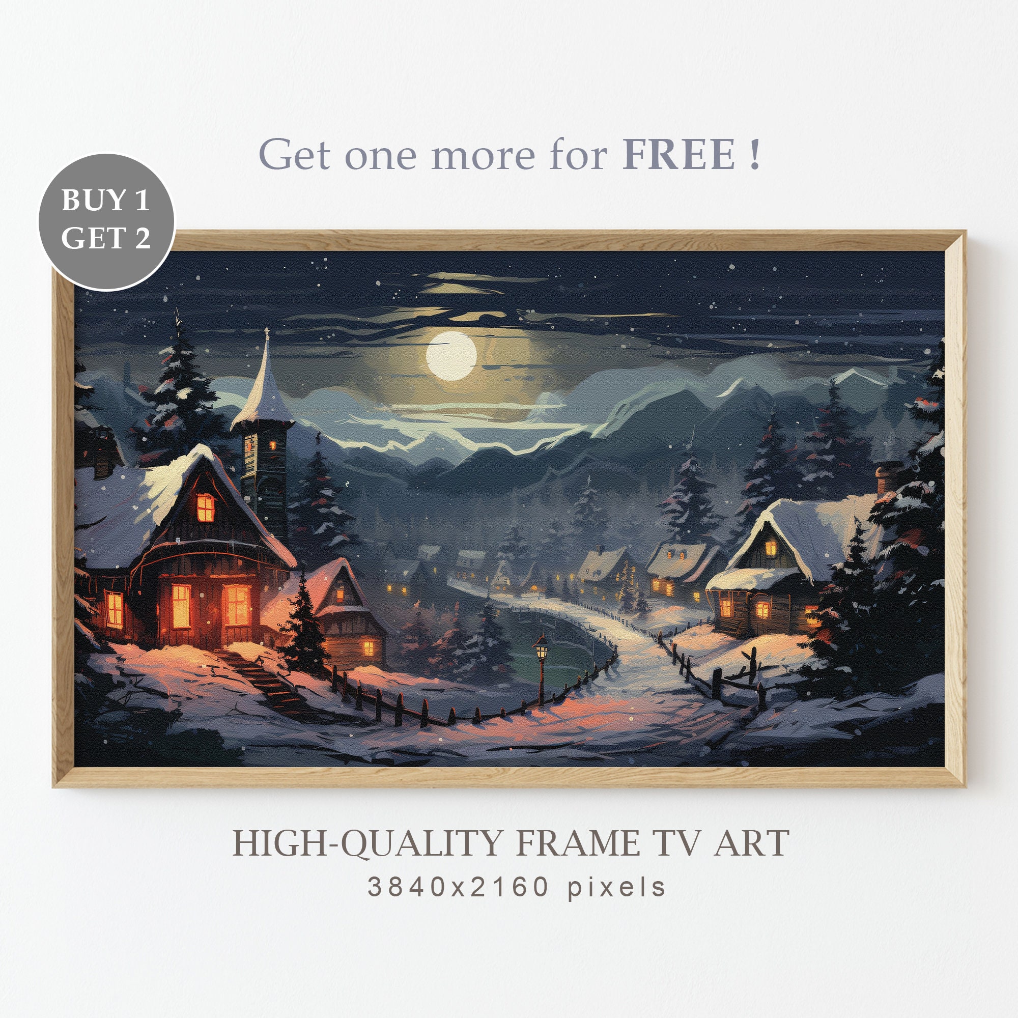 Vintage Christmas Frame TV Art, Santa Frame TV Art, Christmas Art for ...
