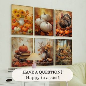 Thanksgiving Gallery Wall SET of 6, Vintage Fall Printable Wall Art ...