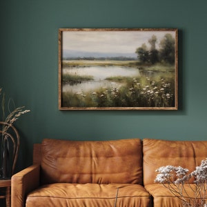 Moody Spring Printable Wildflower Field Landscape Painting, Spring ...