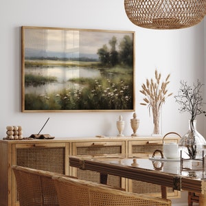 Moody Spring Printable Wildflower Field Landscape Painting, Spring ...