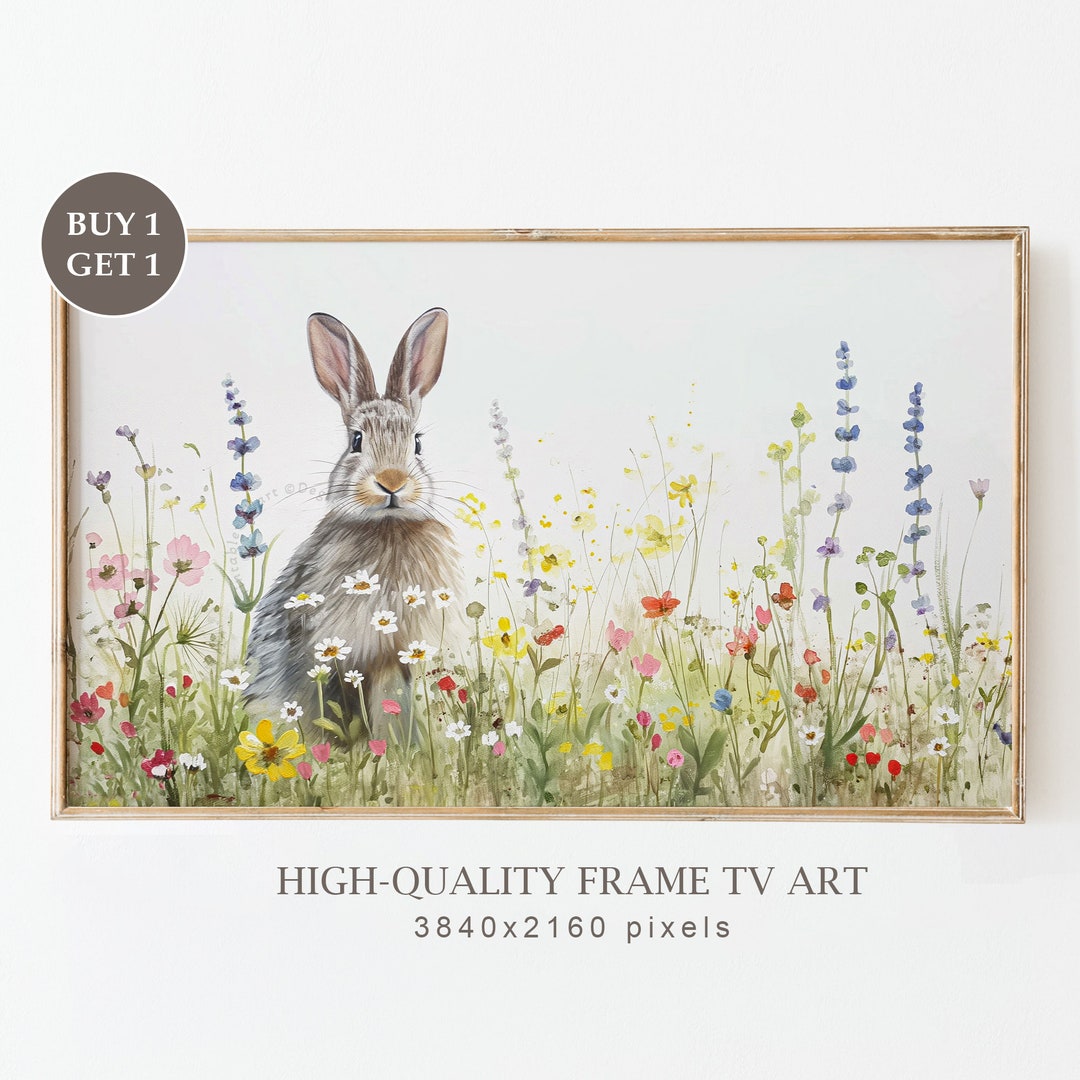 Easter Bunny Samsung Frame TV Art, Spring Bunny Rabbit TV Art, Easter ...