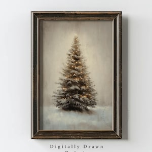 Vintage Christmas Tree Print, Christmas Decor Printable Wall Art ...
