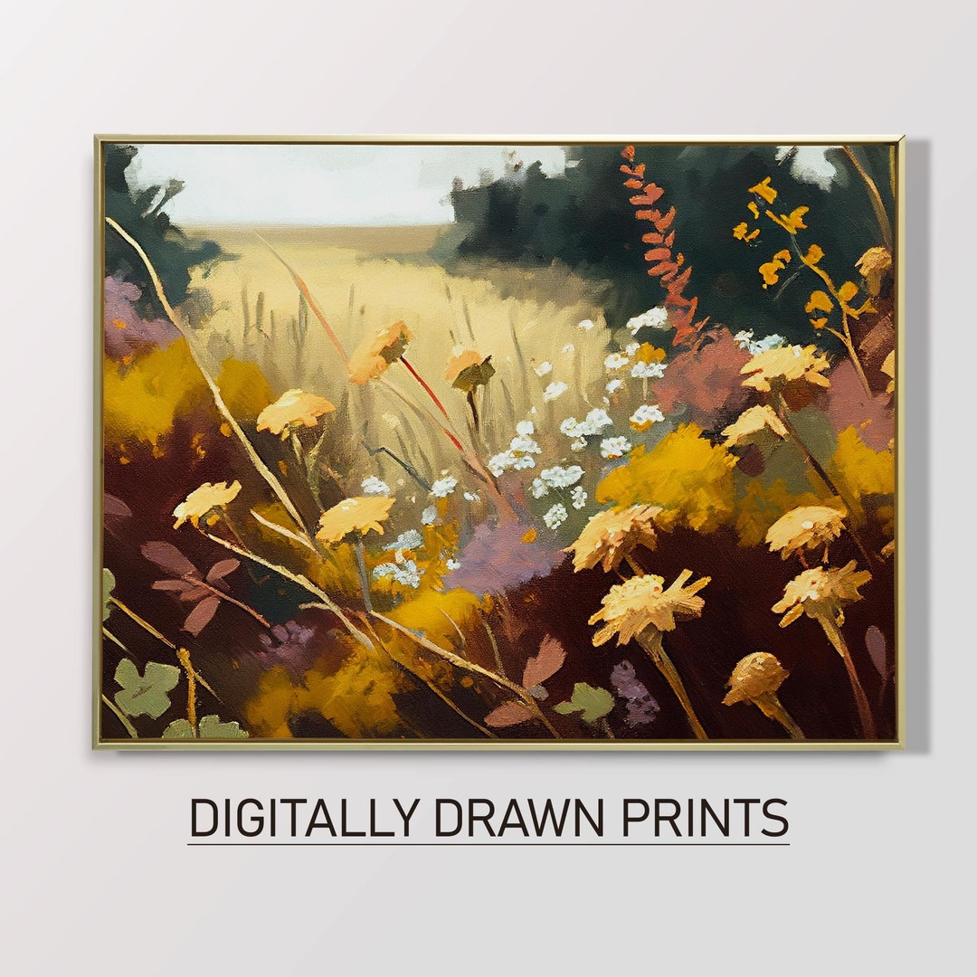 Spring Landscape Oil Painting, Vintage Rustic Country Decor, Farmhouse ...