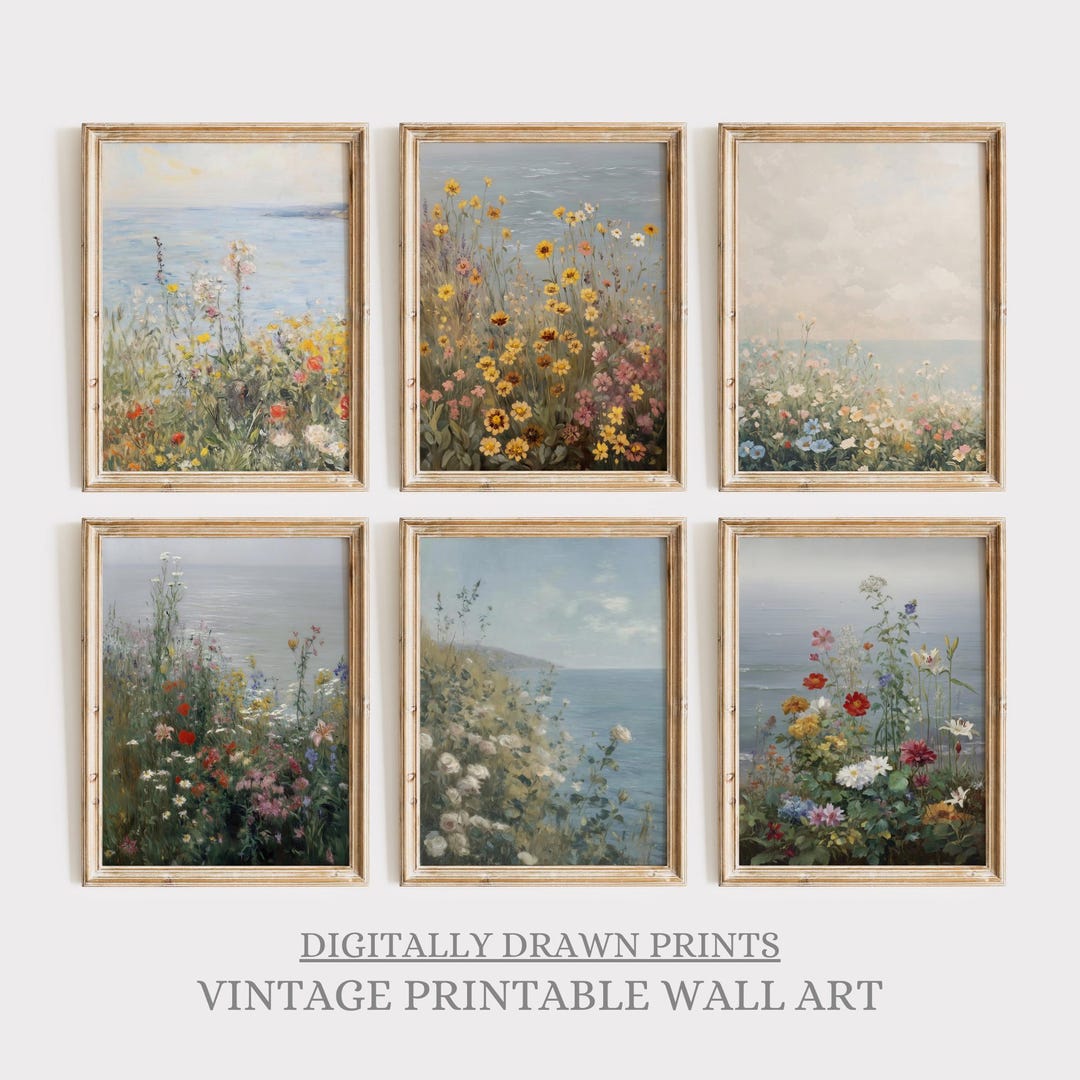 Printable Neutral Summer Prints, Gallery Set of 6 Summer Wall Art ...