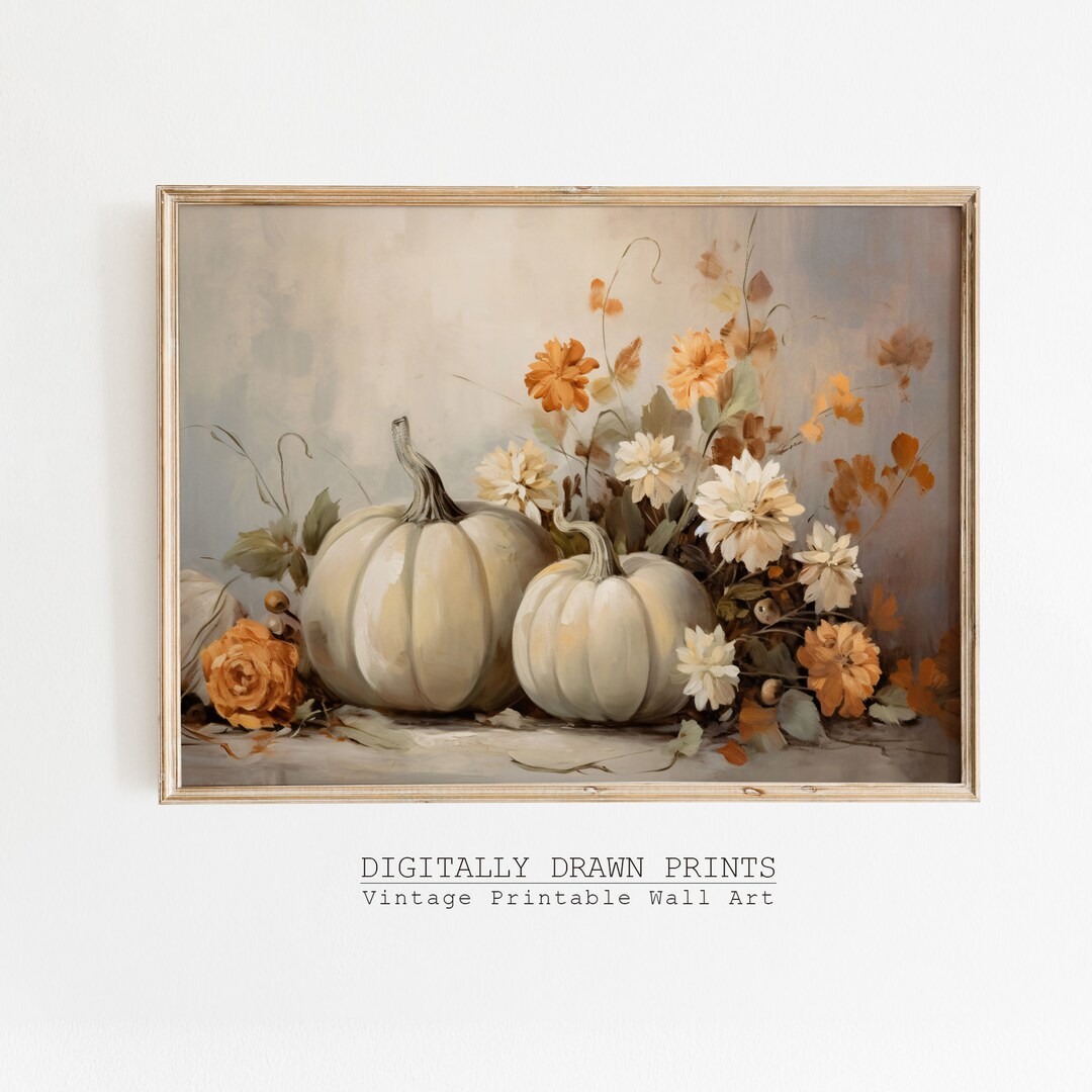 Fall Wall Decor Printable Still Life Painting, Thanksgiving Rustic Fall ...