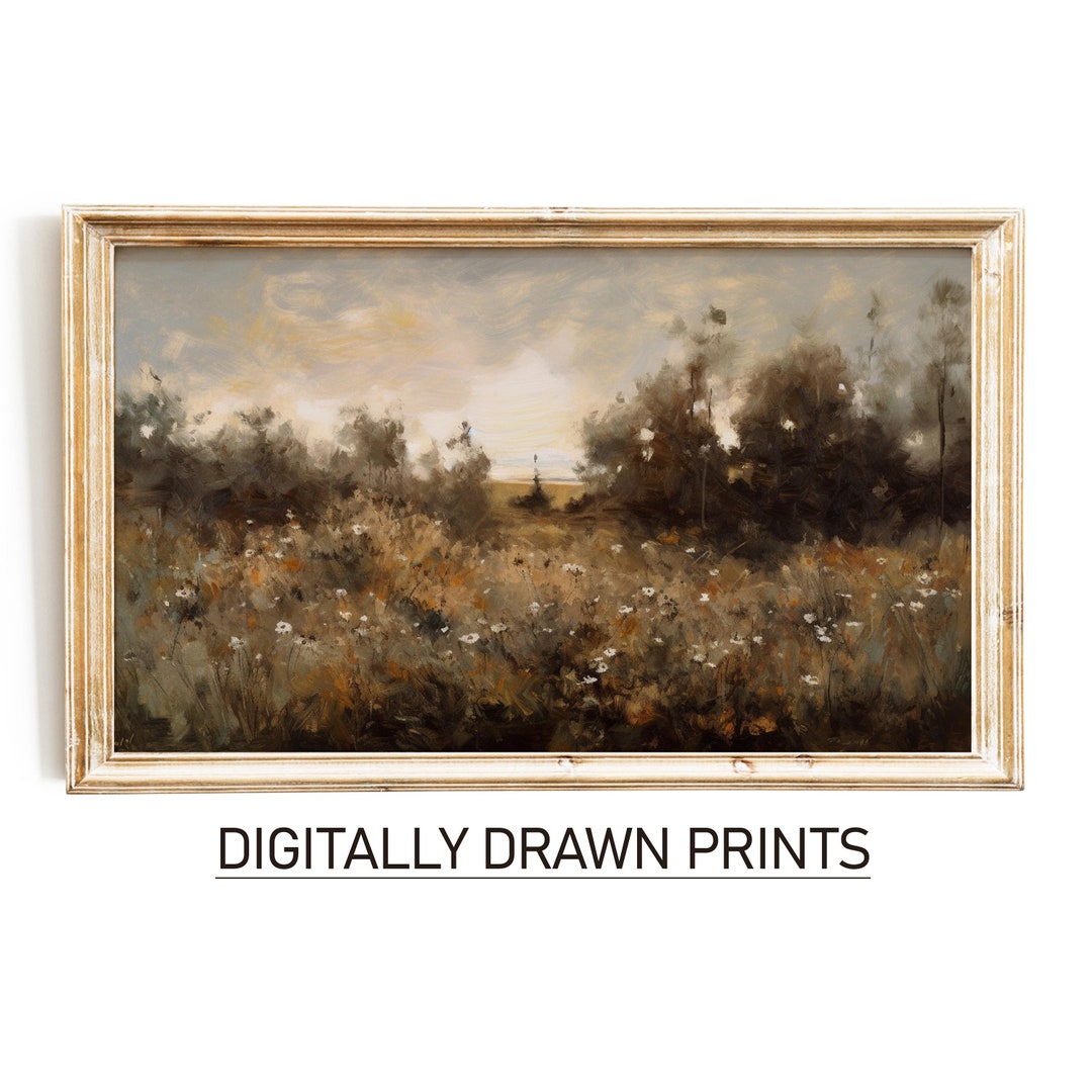 Samsung Frame TV Art Wildflower Field, Spring Flower Meadow, Vintage ...