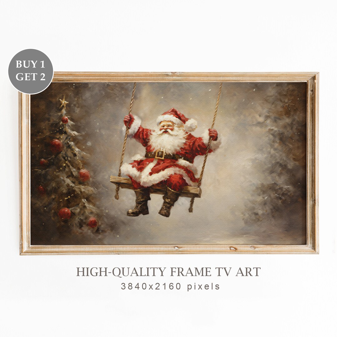 Vintage Christmas Frame TV Art, Santa Frame TV Art, Christmas Art for ...