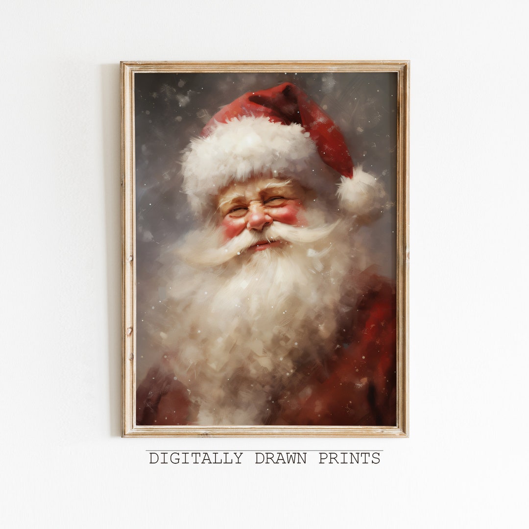 Santa Portrait Vintage Christmas Printable Wall Art, Christmas Santa ...