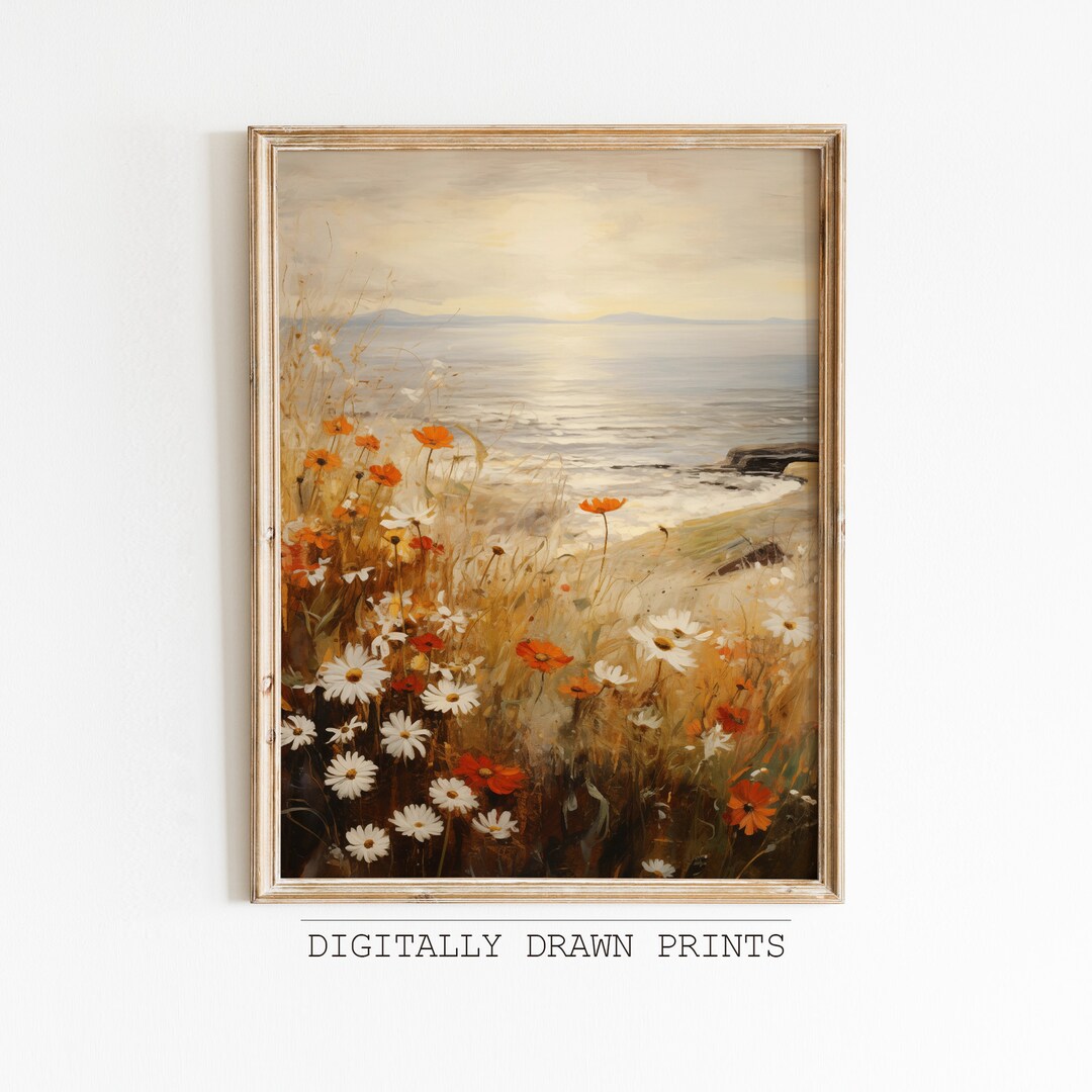 Printable Coastal Wildflowers Farmhouse Art | Cottagecore Beach Floral ...