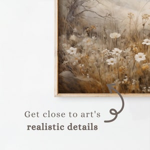 Moody Early Spring Frame TV Art, Muted Spring Wildflower Field Oil ...