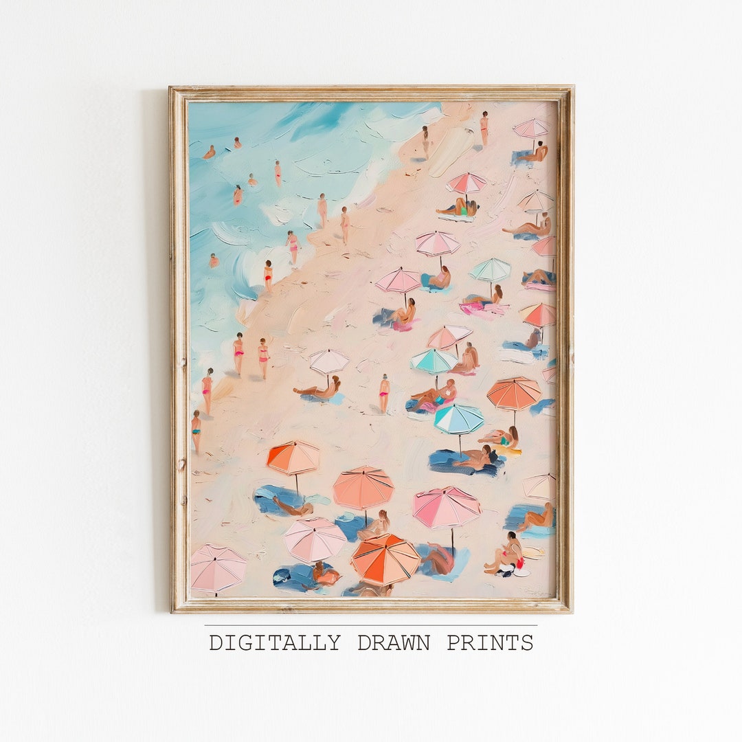 Summer Coastal Landscape Printable Wall Art, Abstract Summer Print ...